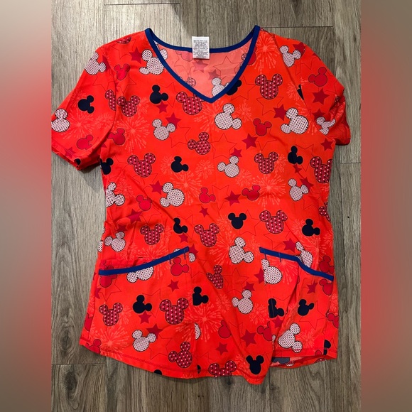 Disney | Tops | Fourth Of July Mickey Mouse Scrub Top | Poshmark